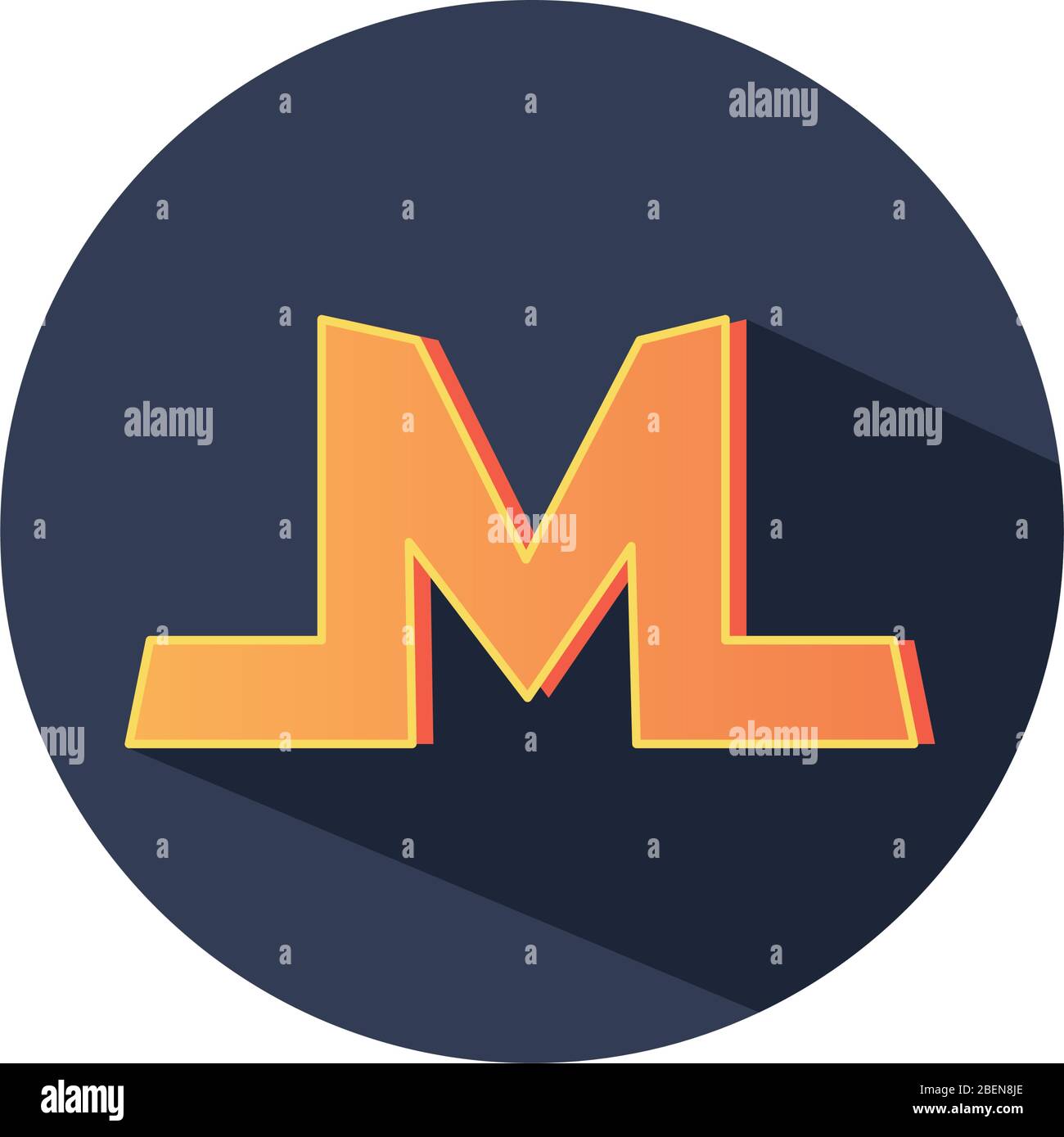 Monero cryptocurrency symbol icon over white background, block detailed ...