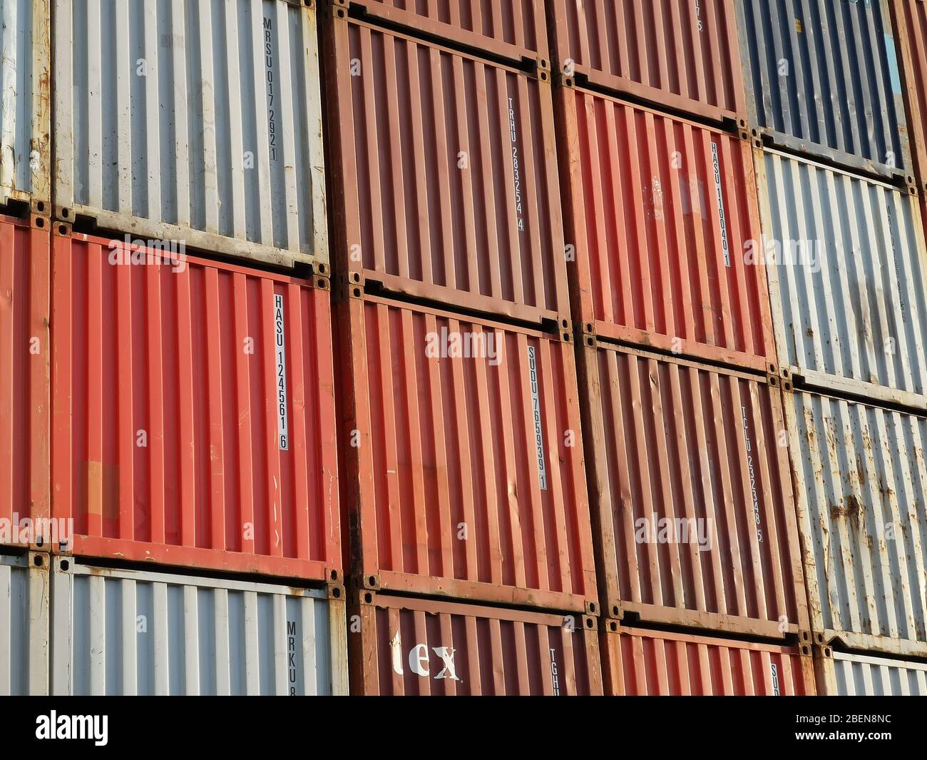 Delta, Canada. 13th Apr, 2020. Shipping containers are seen in a yard ...