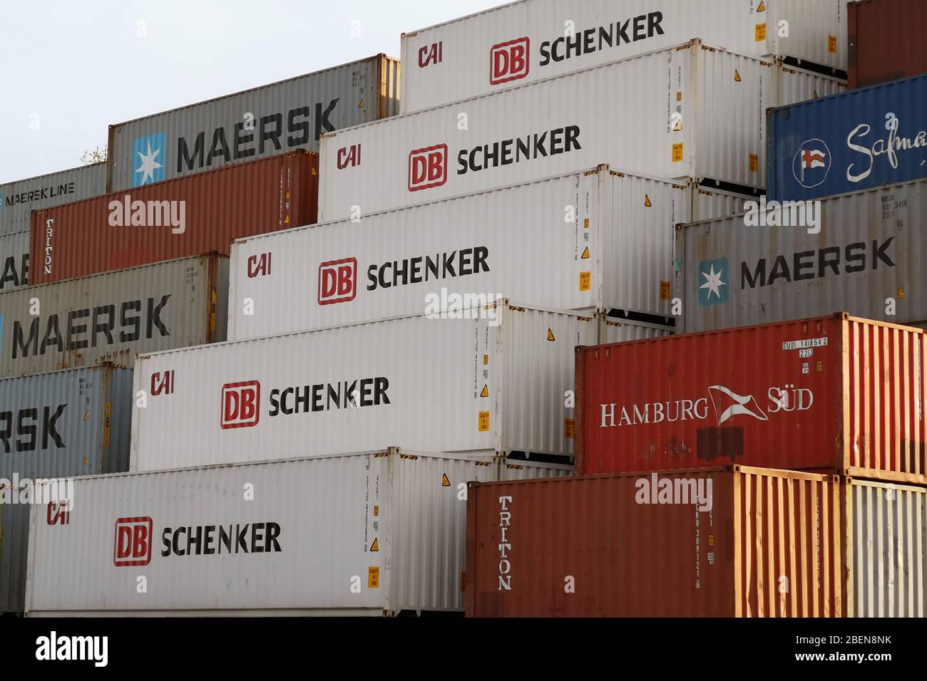 Delta, Canada. 13th Apr, 2020. Maersk, Triton, Hamburg and Safmarine ...