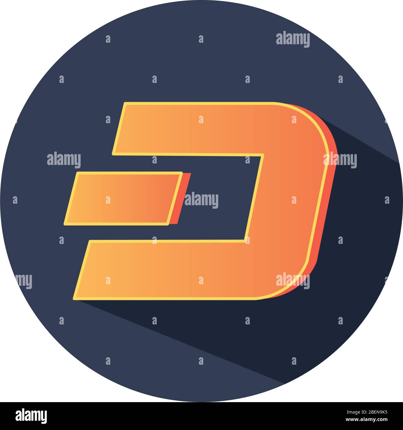 Dash cryptocurrency symbol icon over white background, block detailed ...