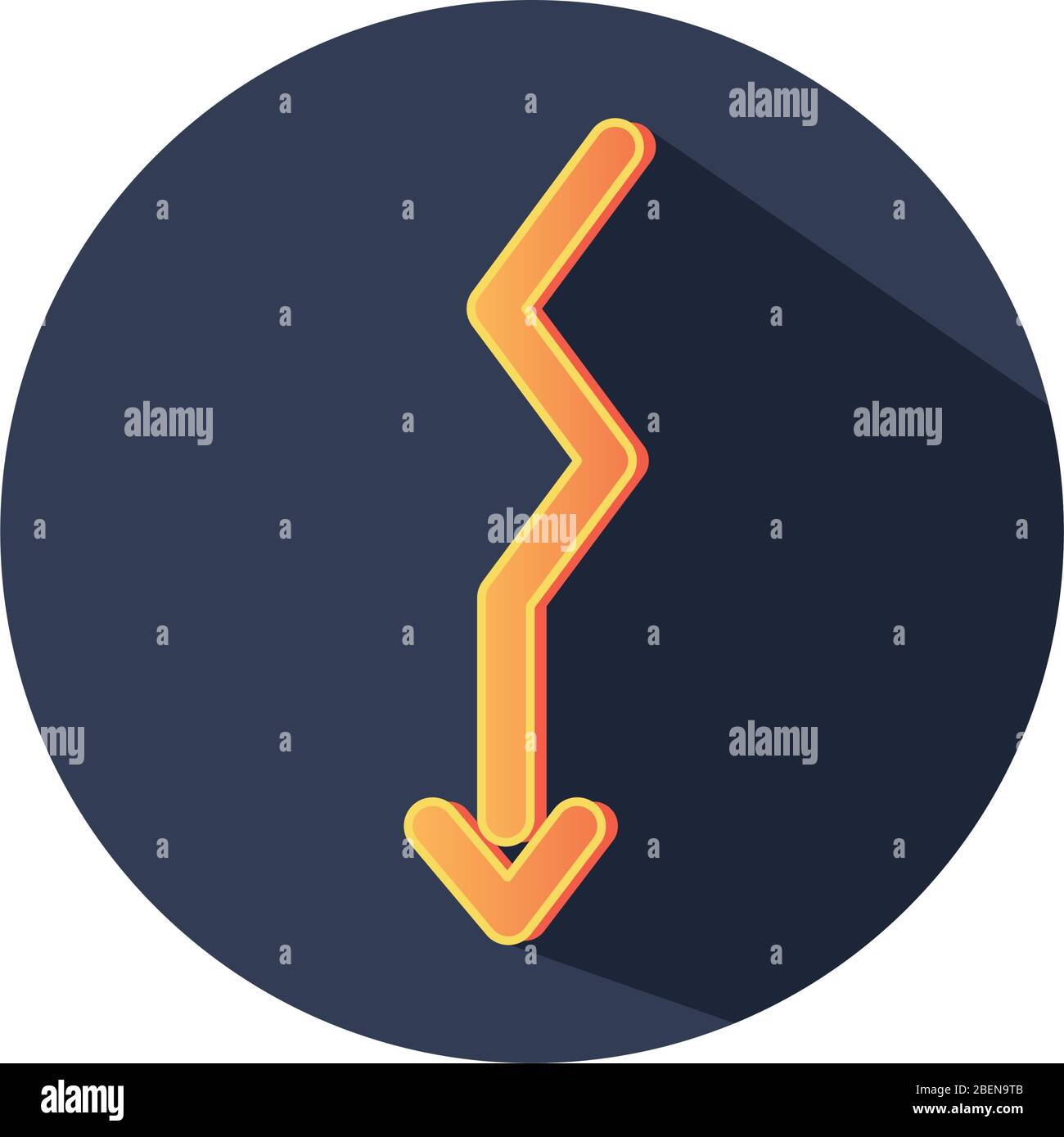 descending financial arrow icon over white background, block detailed ...