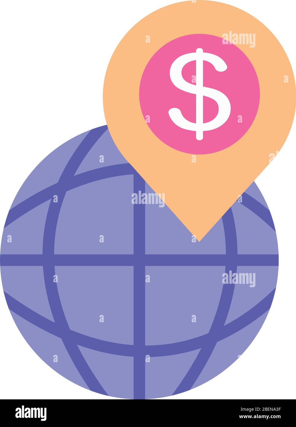 banking online concept, global sphere with location pin with money ...