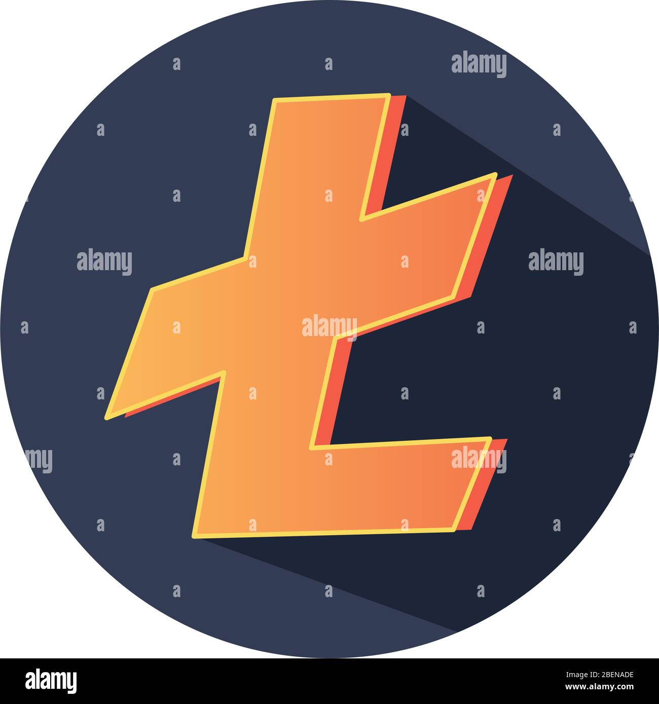 litecoin cryptocurrency symbol icon over white background, block ...