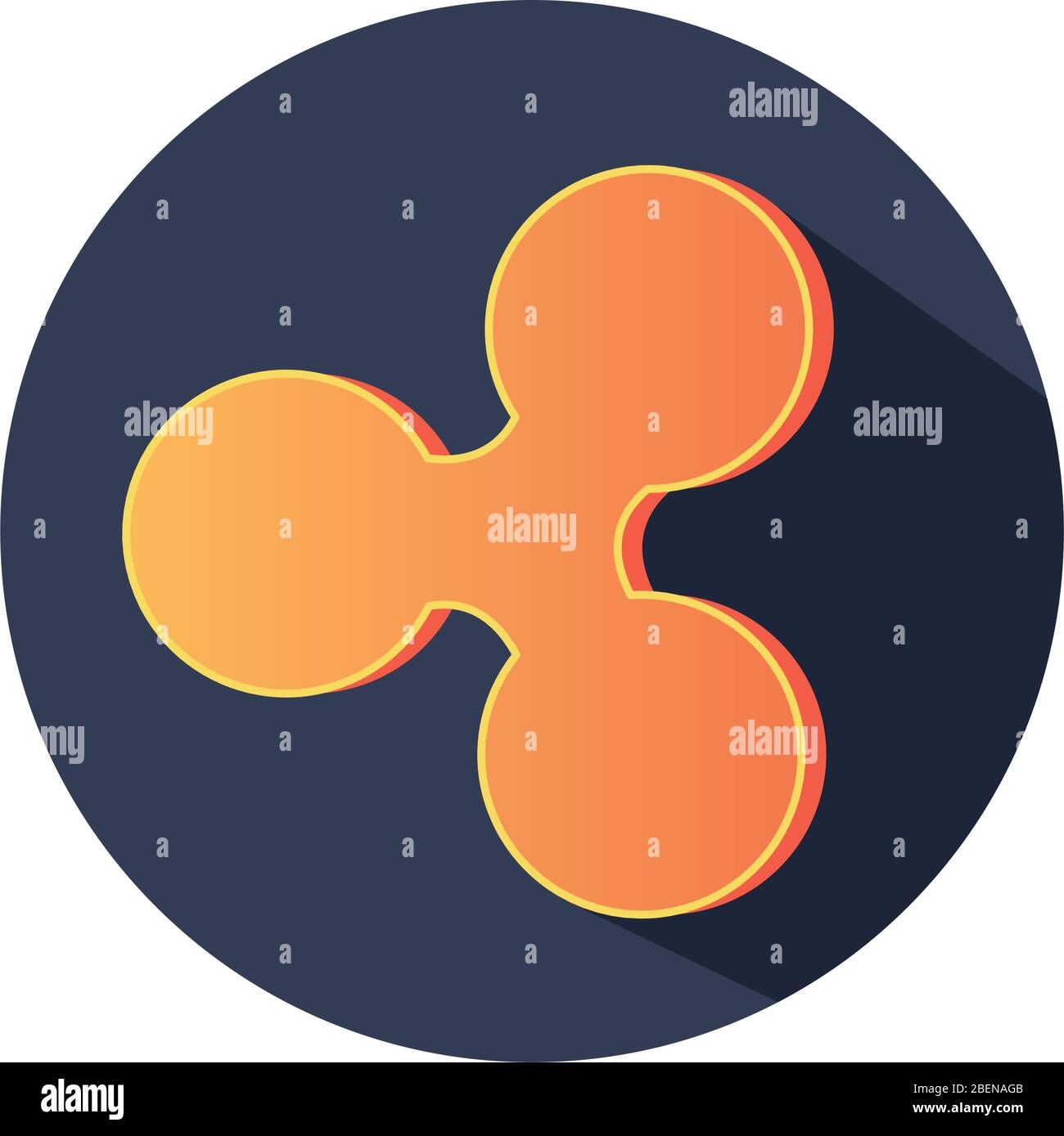 Ripple cryptocurrency symbol icon over white background, block detailed ...