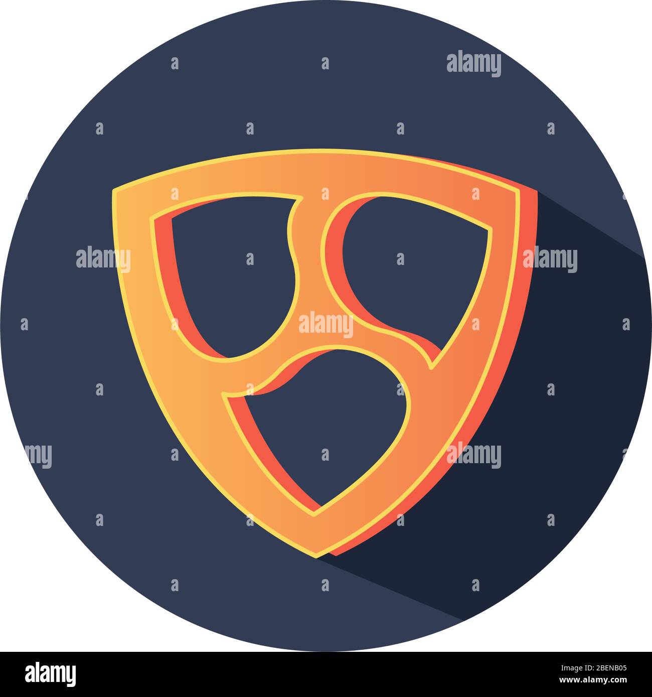 cryptocurrency nem symbol icon over white background, block detailed ...