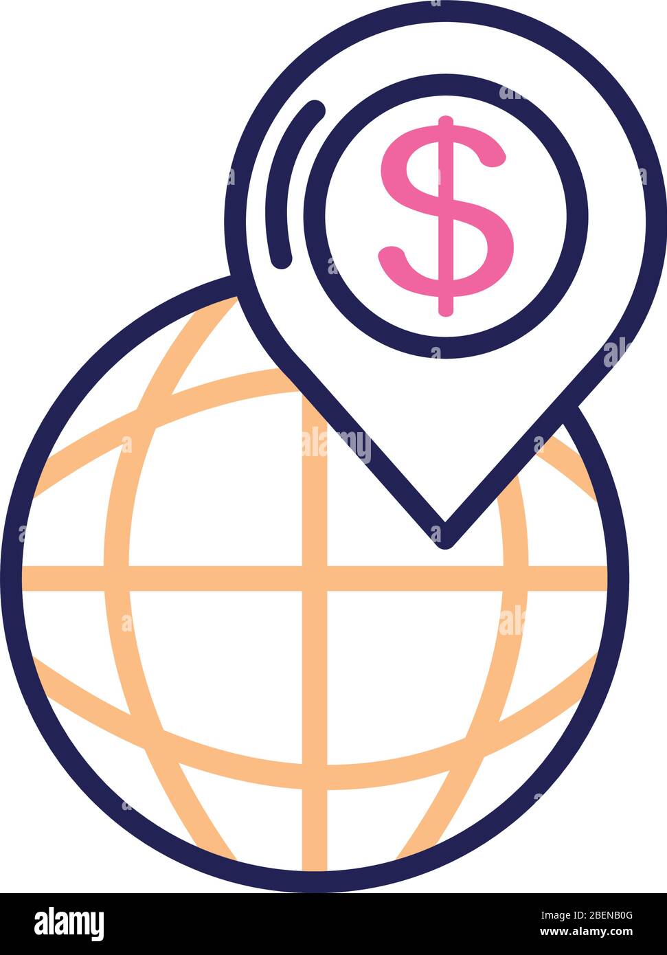 banking online concept, global sphere with location pin with money ...