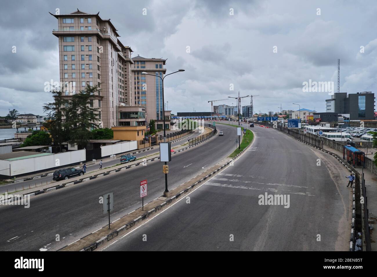 A usually busy Lekki-Epe Express Way, now empty due to the lockdown of ...