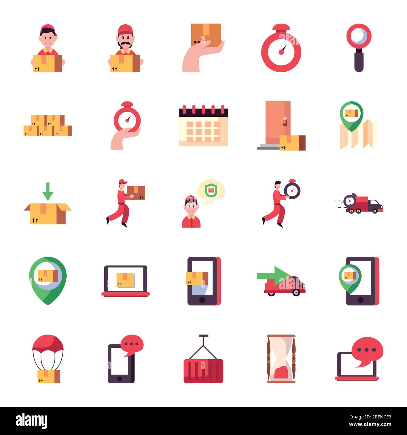 technology devices and fast delivery icon set over white background ...