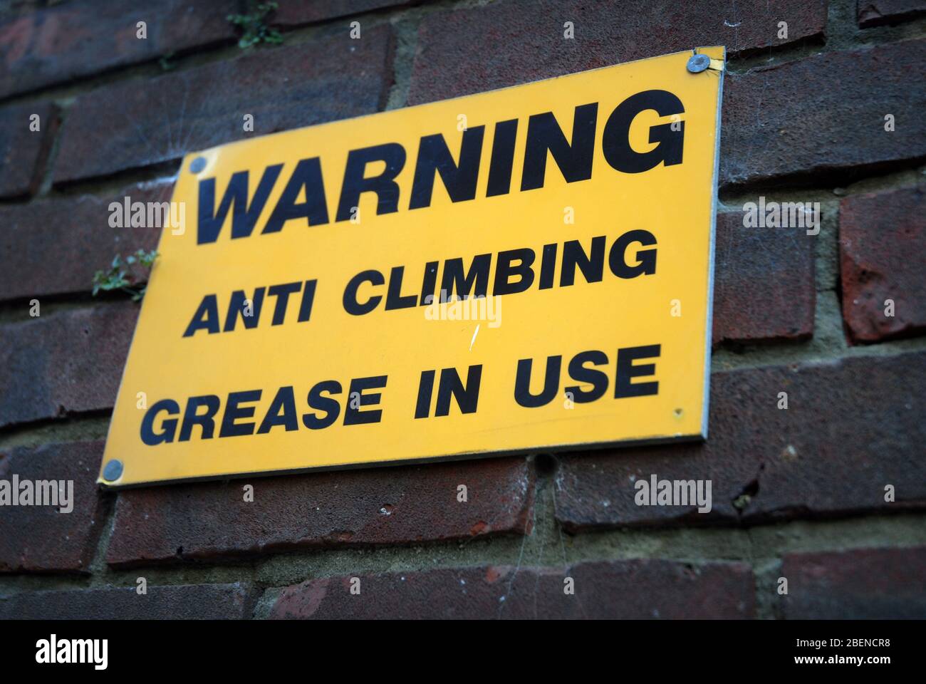 Warning Anti Climbing Grease In Use, Portsmouth, Hampshire, UK Stock ...