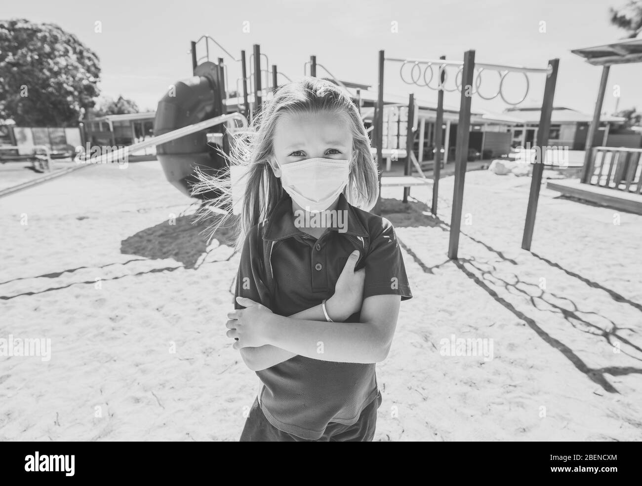 Sad boy playground isolation Black and White Stock Photos & Images - Alamy