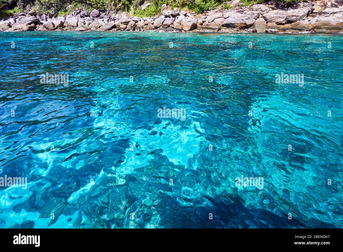 Exotic Andaman sea surface summer landscape with blue sky. Indian ocean ...