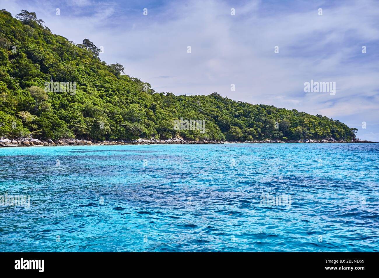 Exotic Andaman sea surface summer landscape with blue sky. Indian ocean ...