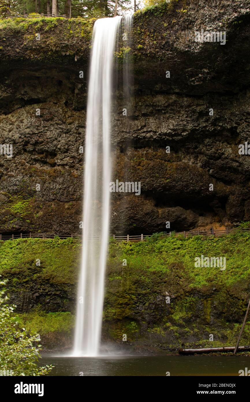 Double Falls and fall color. Silver Falls State Park, Oregon Stock ...