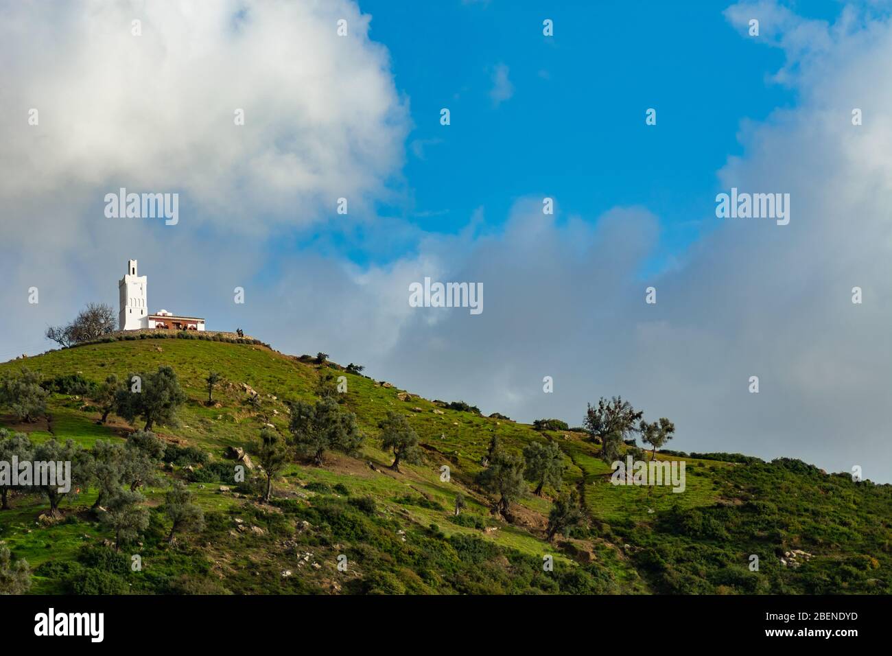 The Spanish Mosque on a Hill with the Sky Overlooking Chefchaouen ...