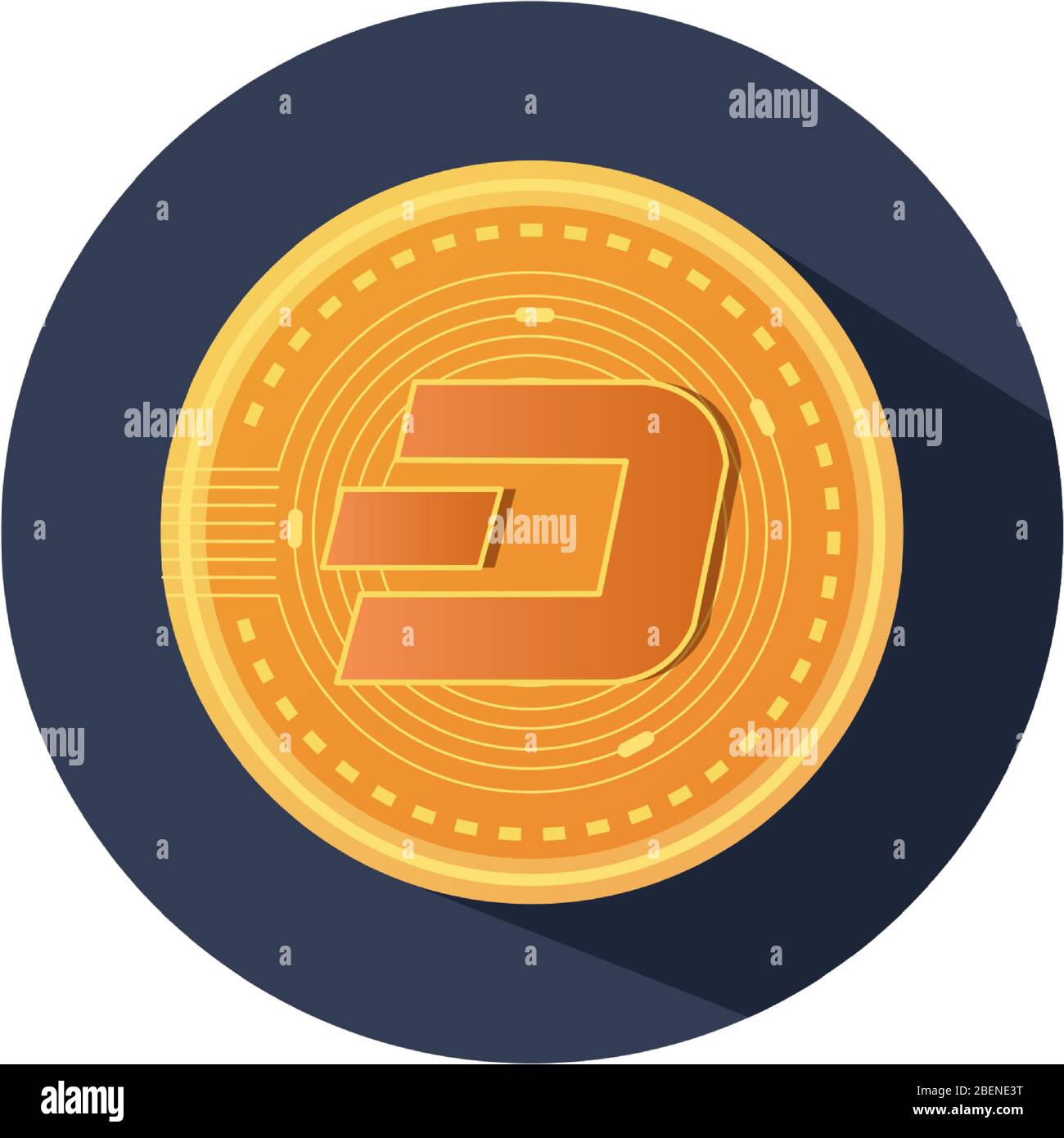 dash cryptocoin icon over white background, block detailed style ...