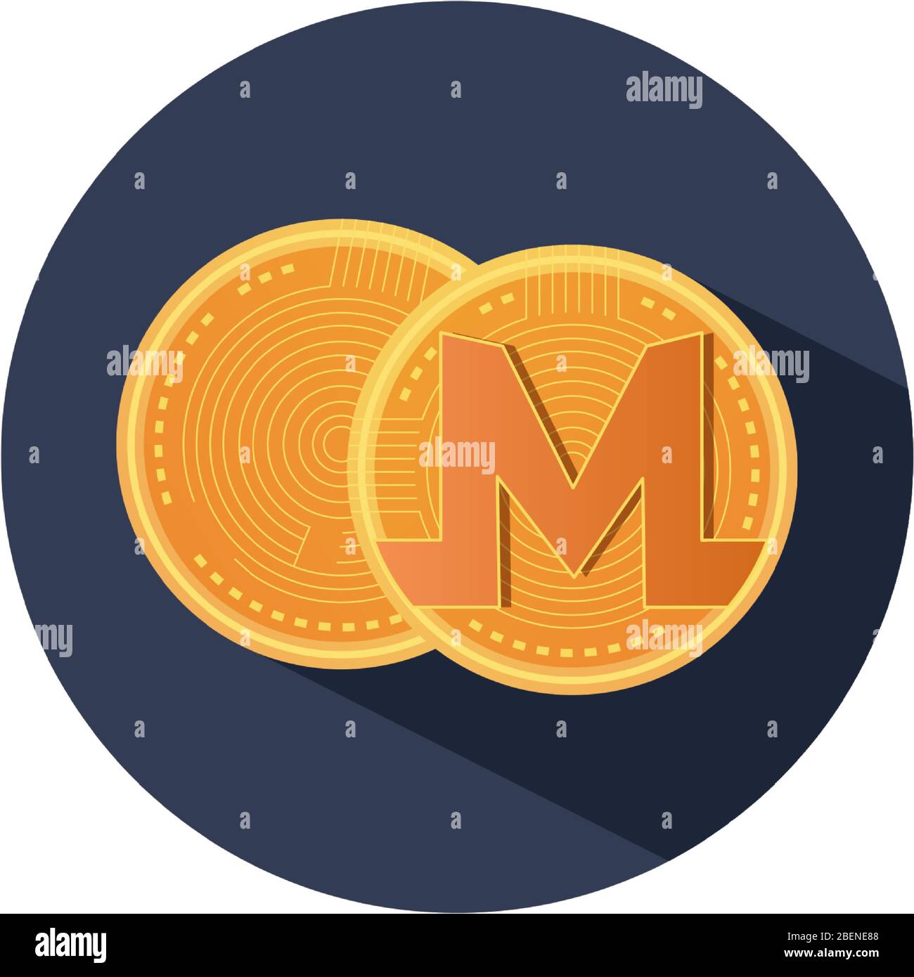Monero cryptocoins icon over white background, block detailed style ...