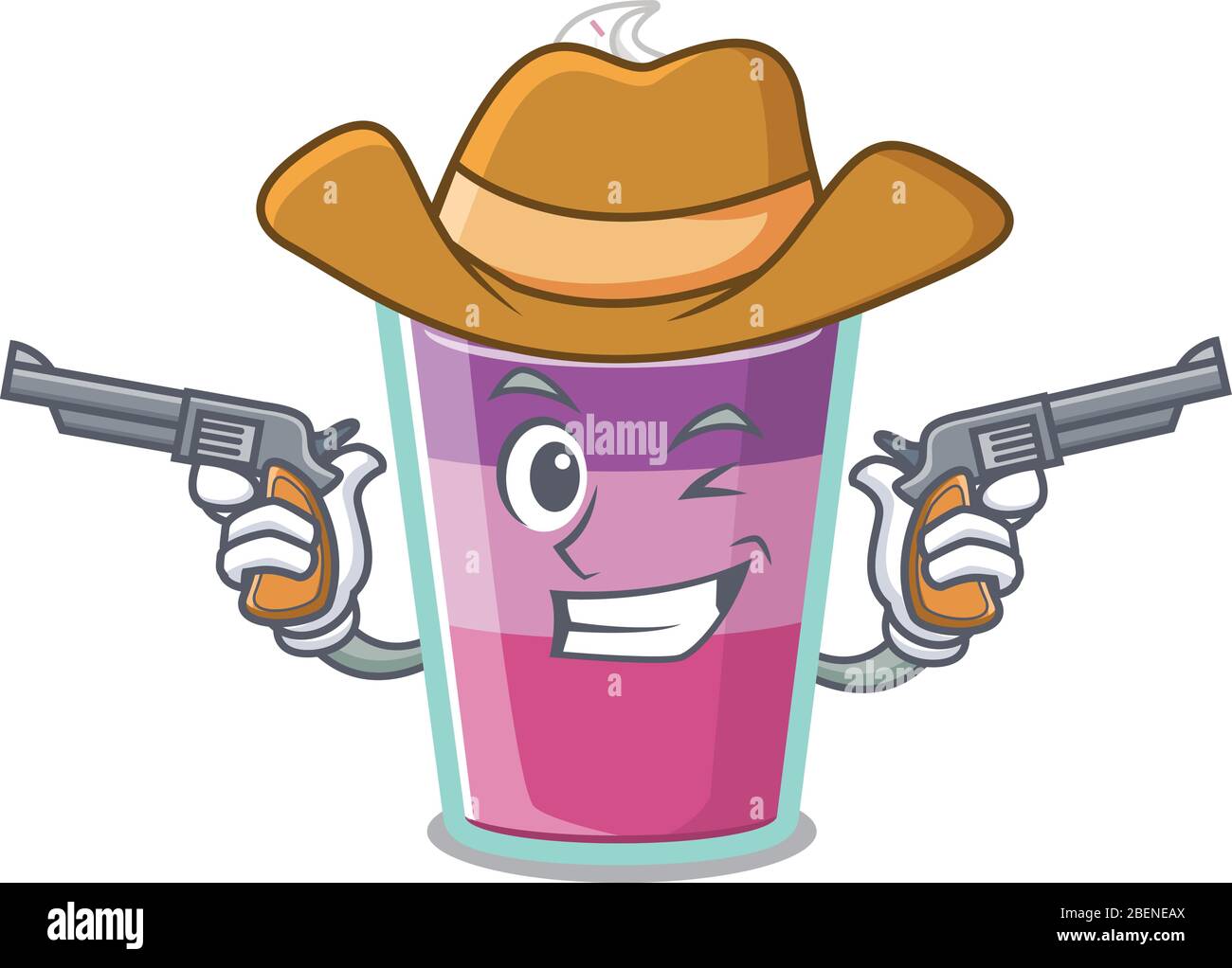 Cute handsome cowboy of cocktail jelly cartoon character with guns ...