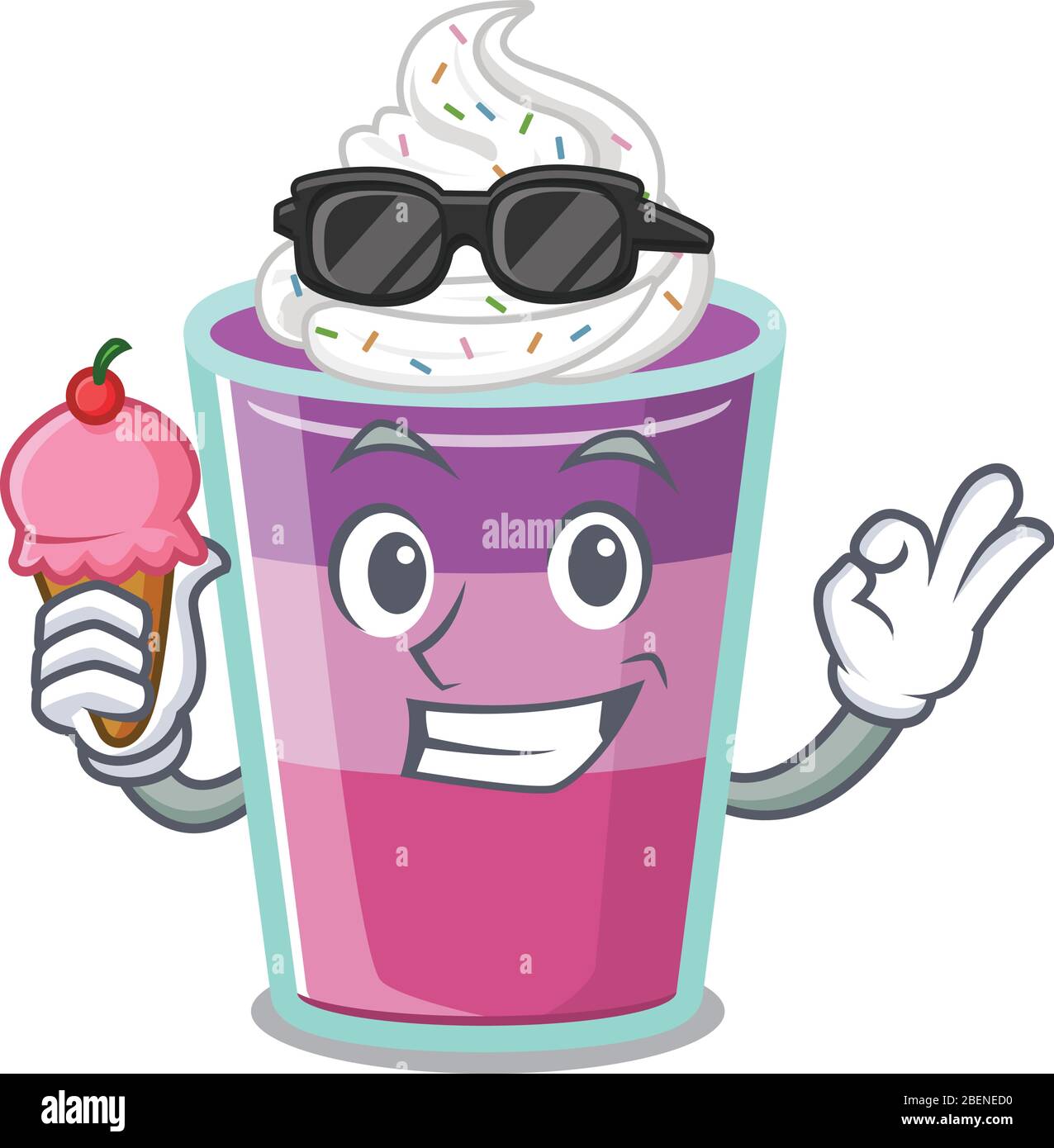 Cartoon design concept of cocktail jelly having an ice cream Stock ...