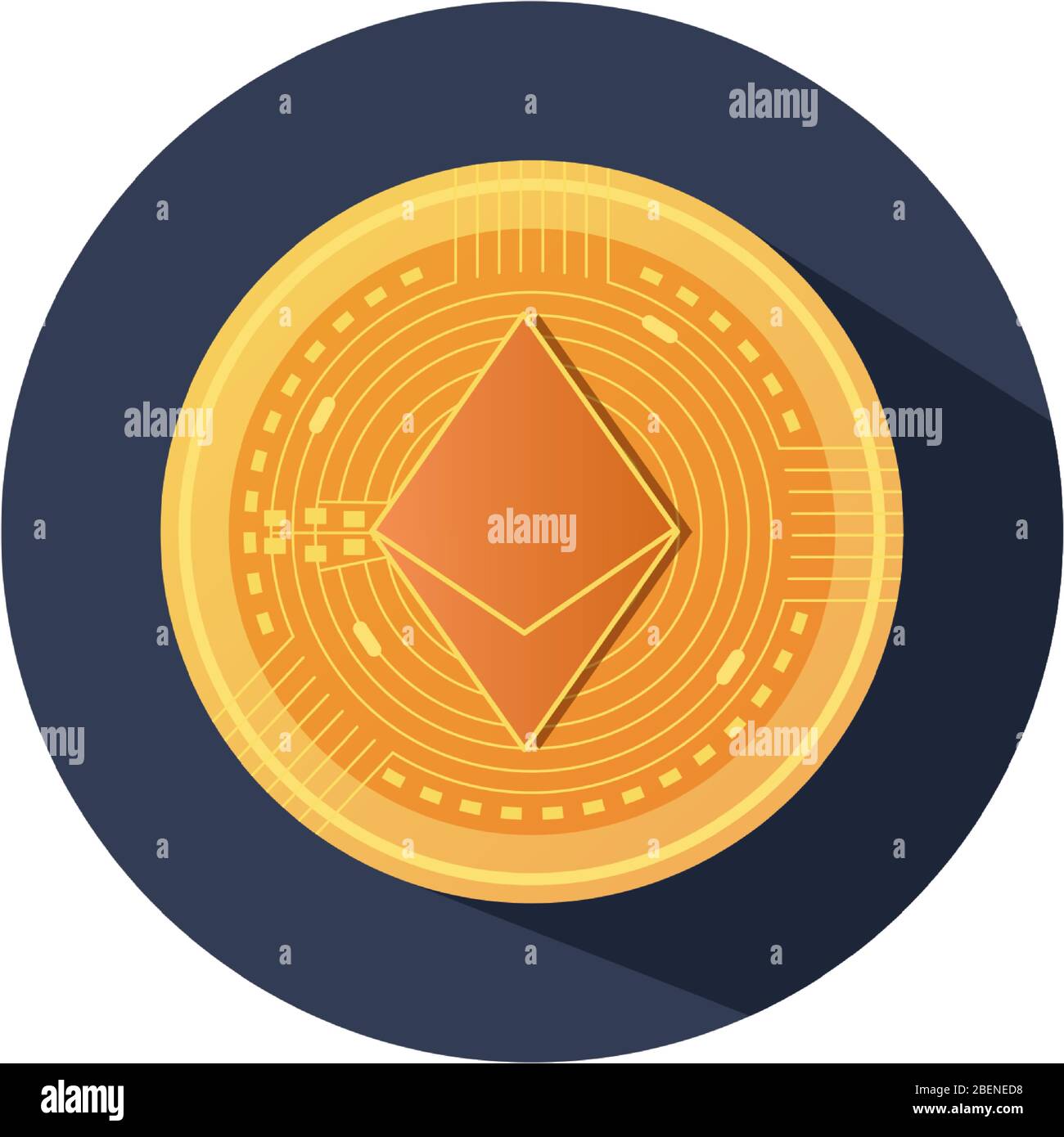 ethereum cryptocoin icon over white background, block detailed style ...