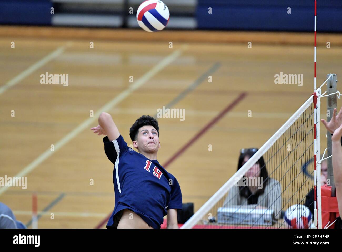 Player delivering a kill shot against over the net. USA Stock Photo - Alamy