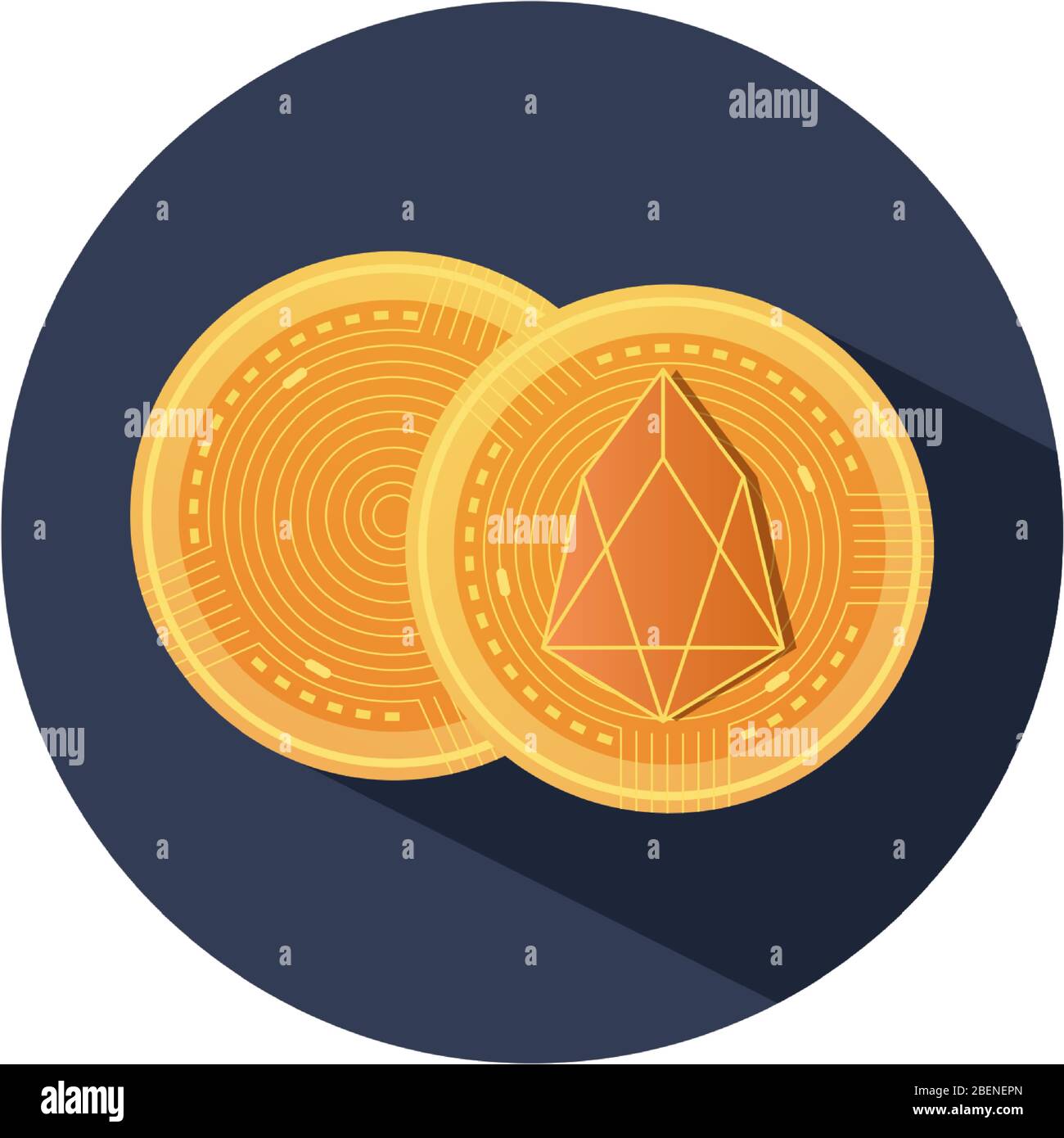 eos cryptocoins icon over white background, block detailed style ...