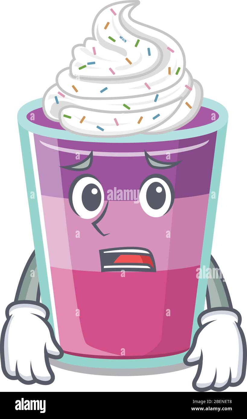 Cartoon design style of cocktail jelly showing worried face Stock ...