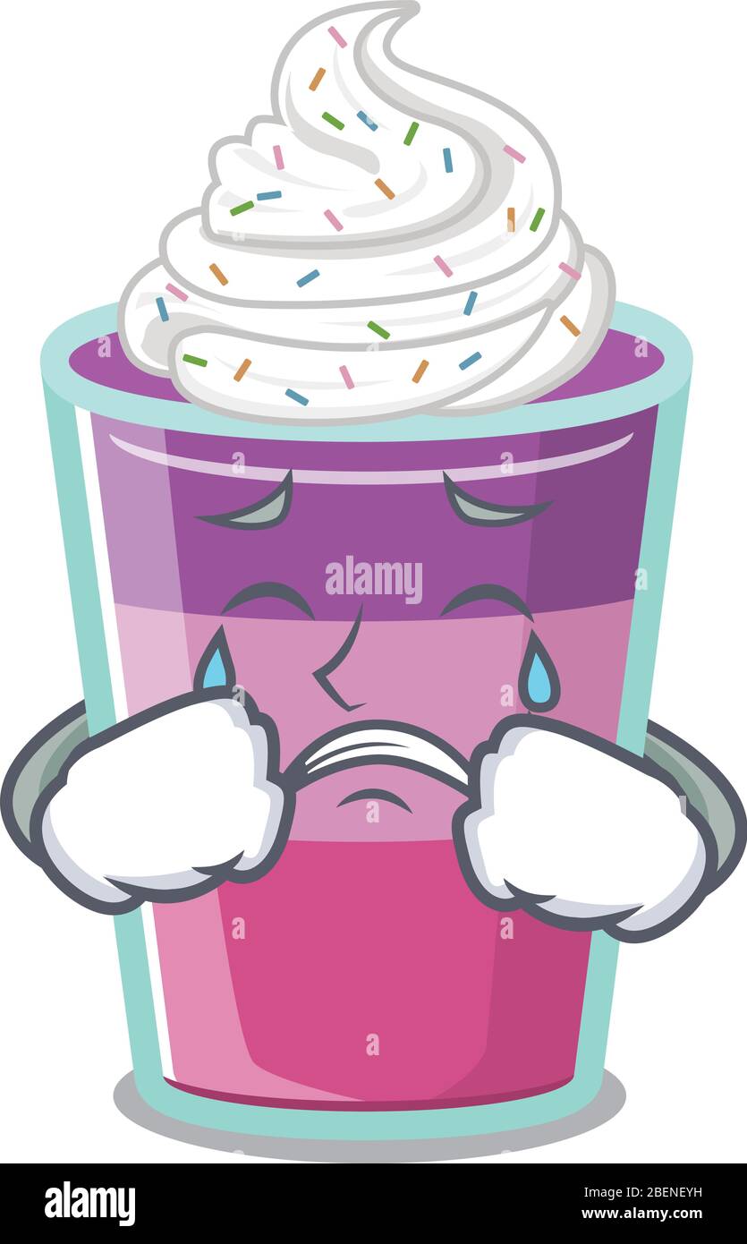 Cartoon character design of cocktail jelly with a crying face Stock ...