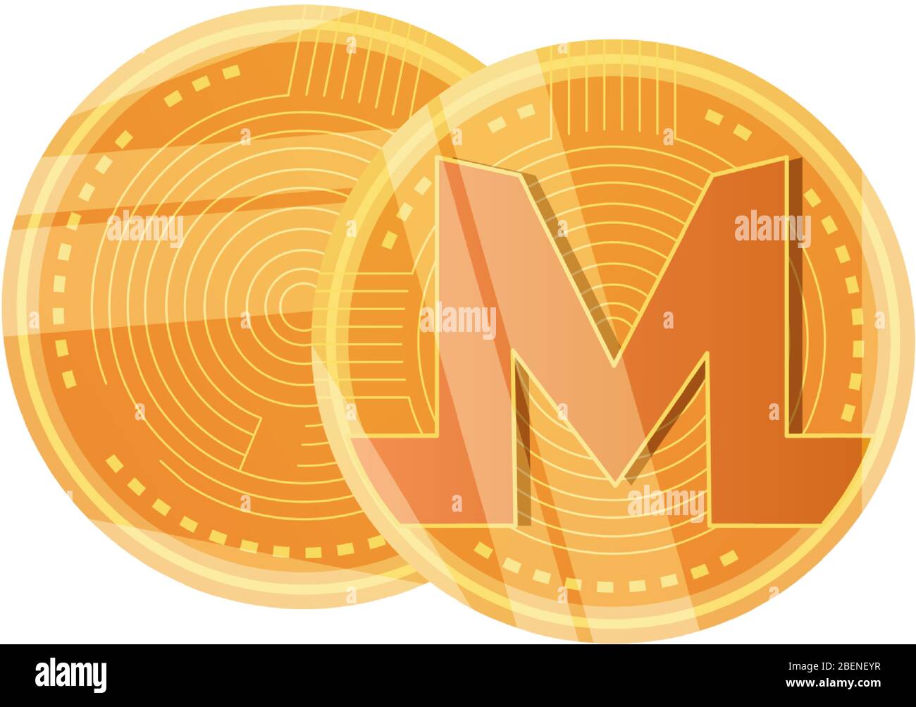 Monero cryptocoins icon over white background, detailed style, vector ...