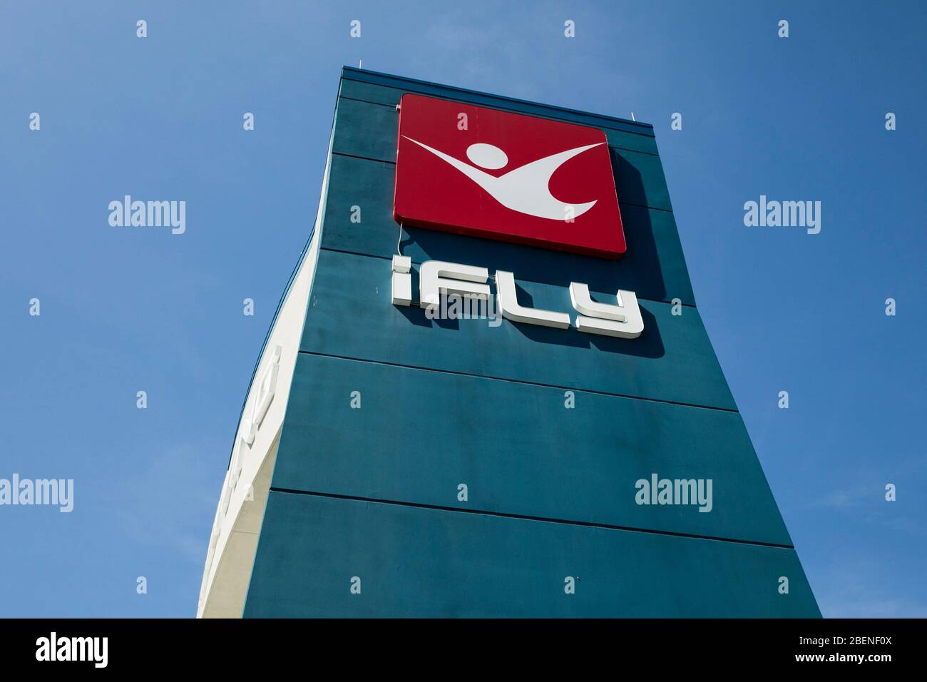 A logo sign outside of a iFly Indoor Skydiving location in Baltimore ...