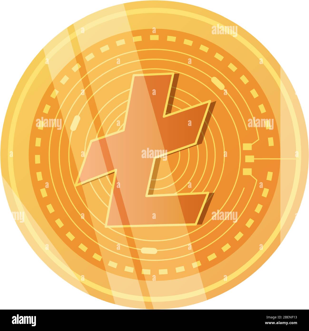 litecoin coin icon over white background, detailed style, vector ...