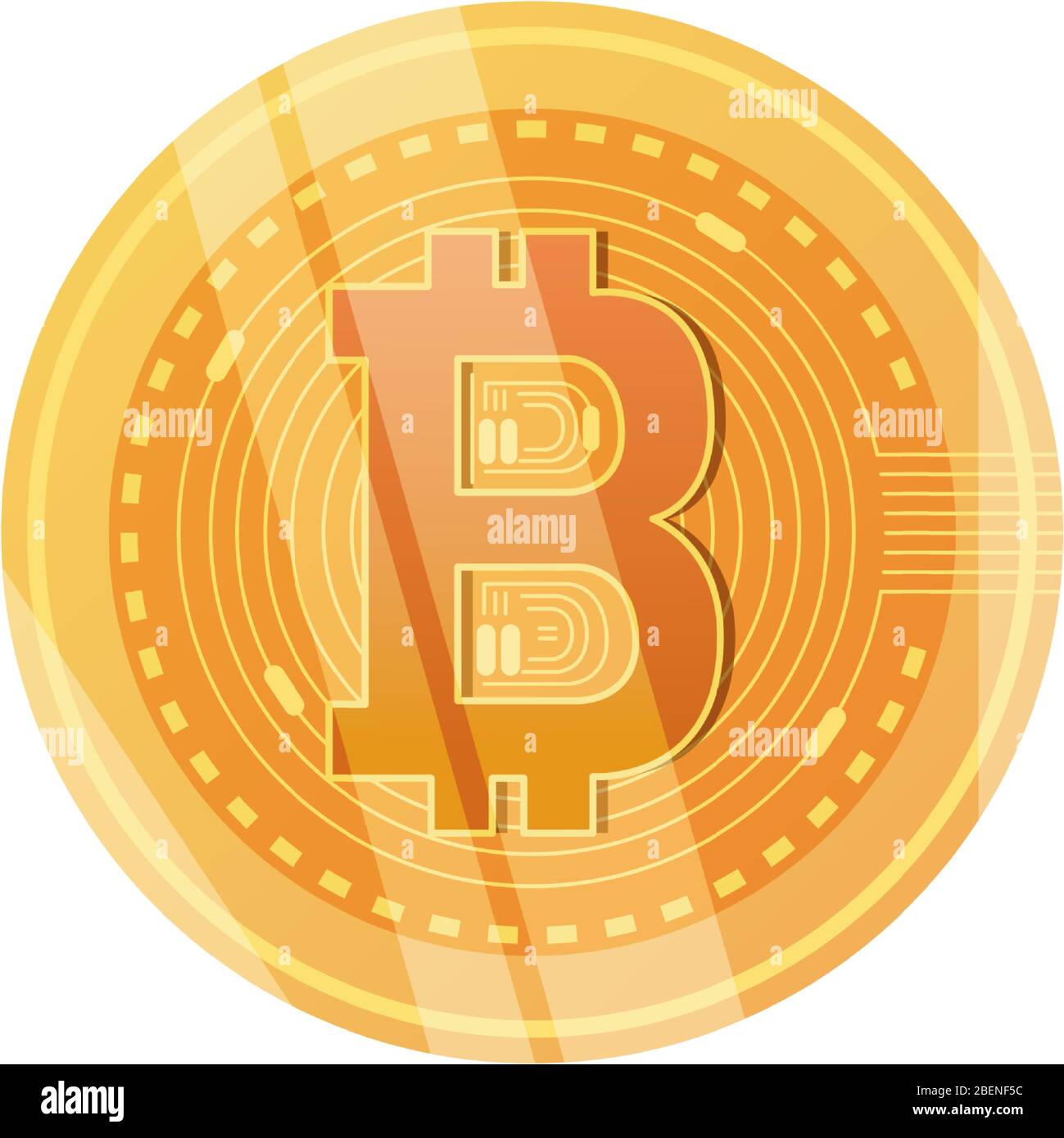 bitcoin coin icon over white background, detailed style, vector ...