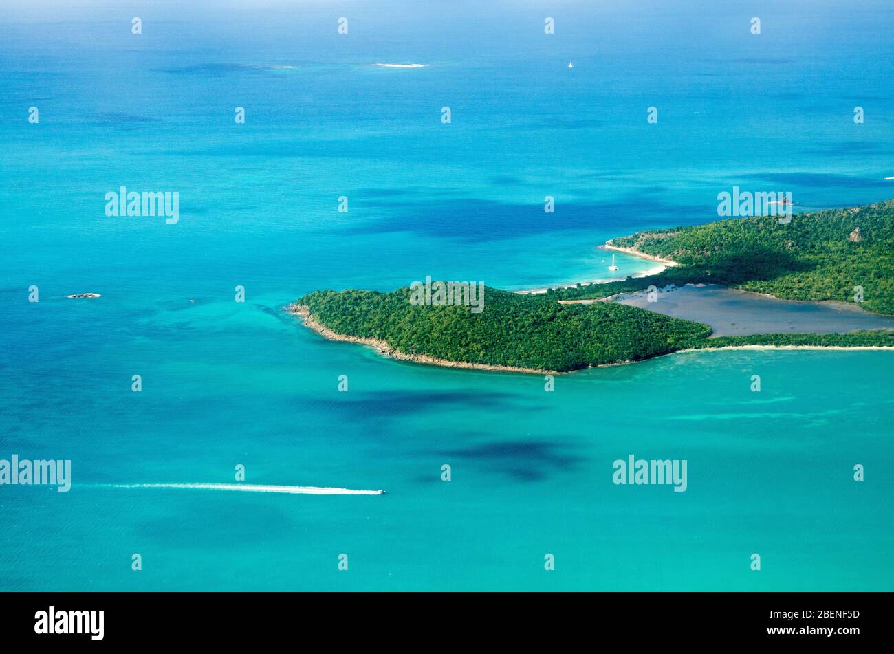 Aerial view of Fort Barrington National Park on the Caribbean island of ...