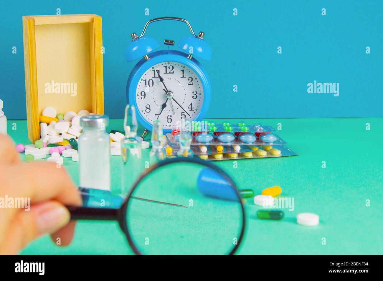 Pharmaceutical research and clinical trials concept. Medicine vial ...