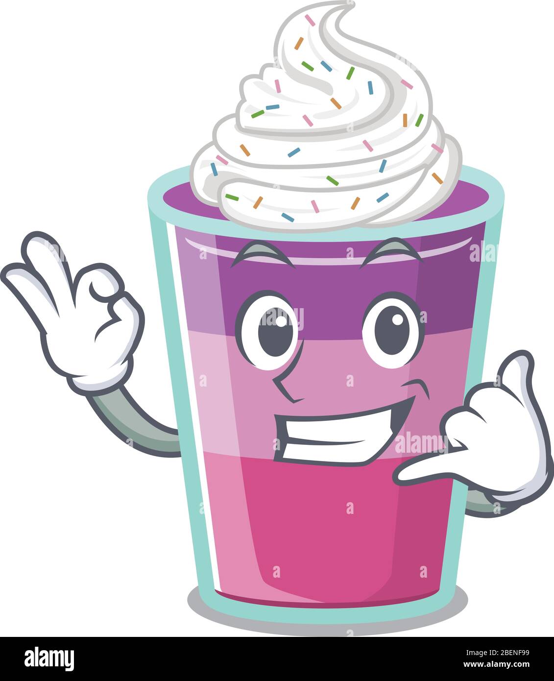 Cartoon design of cocktail jelly with call me funny gesture Stock ...
