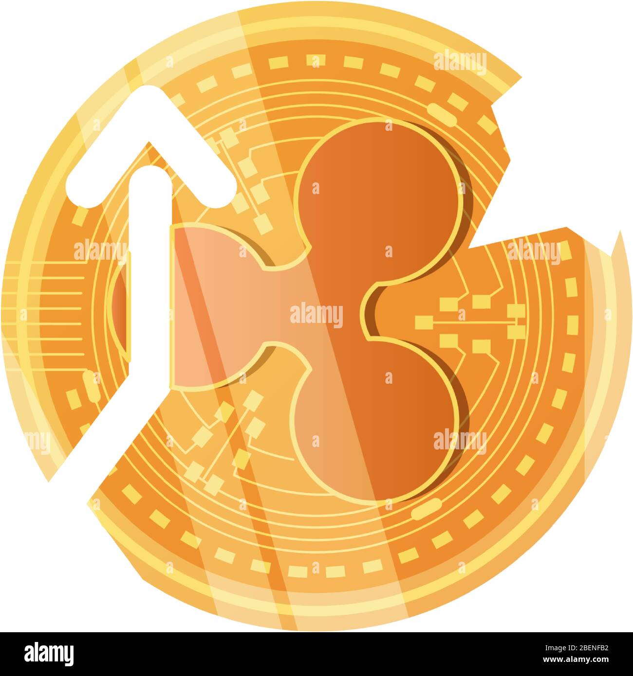 damaged ripple coin icon over white background, detailed style, vector ...