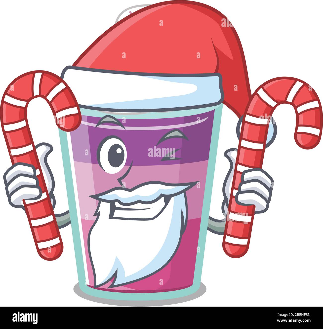 Friendly cocktail jelly in Santa Cartoon character holds Christmas ...