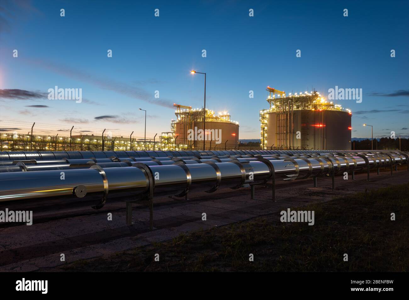 Gas pipelines and gas tanks at the LNG terminal Stock Photo - Alamy