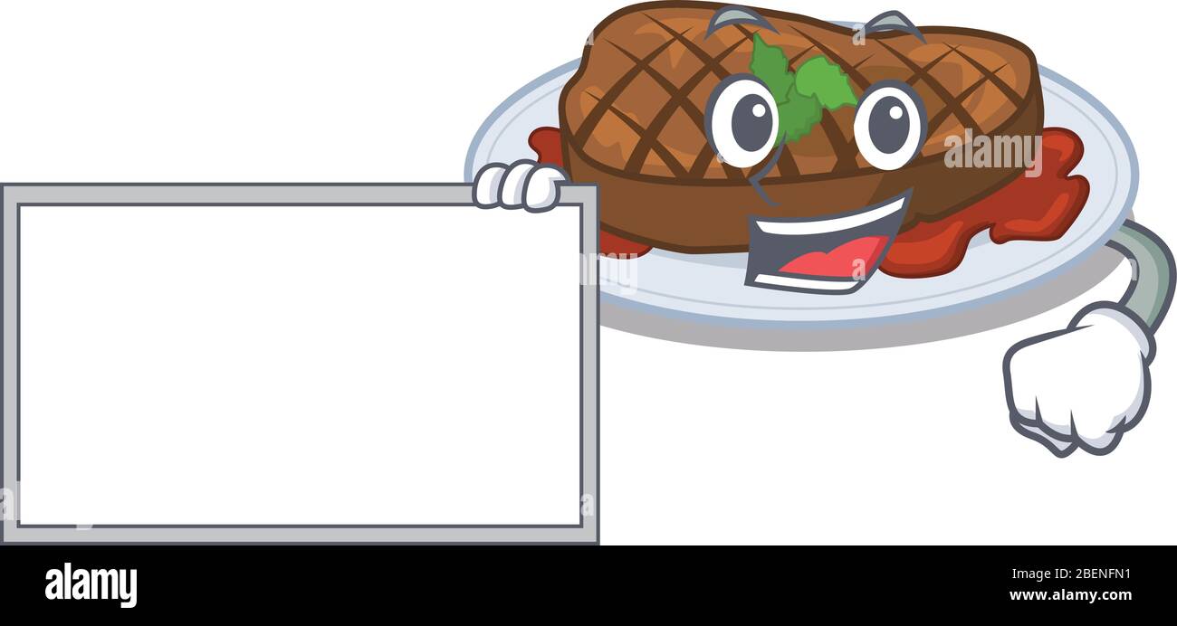 Grilled steak cartoon character design style with board Stock Vector ...