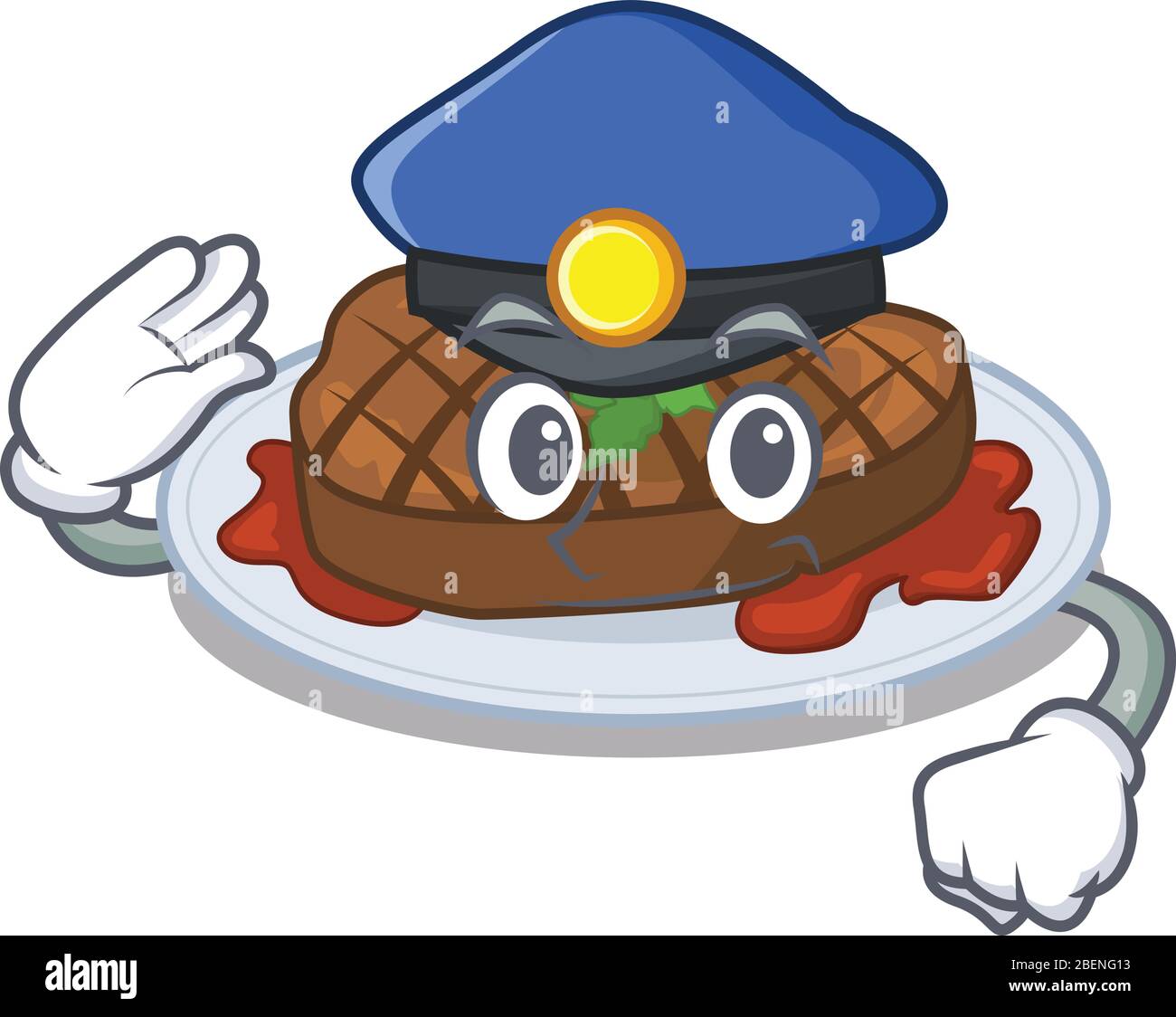 Police officer mascot design of grilled steak wearing a hat Stock ...