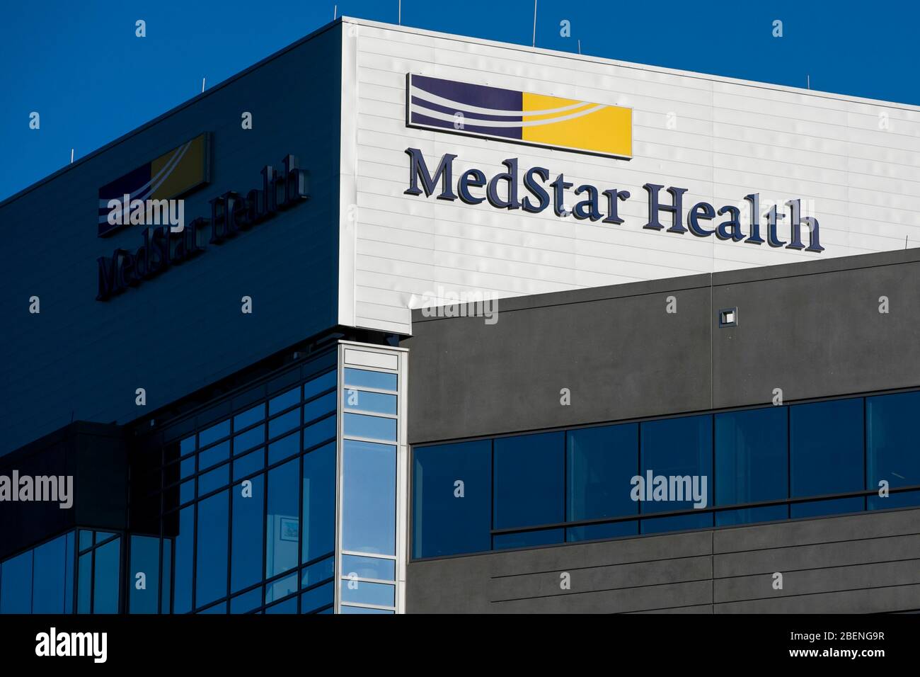 A logo sign outside of the headquarters of MedStar Health in Columbia ...
