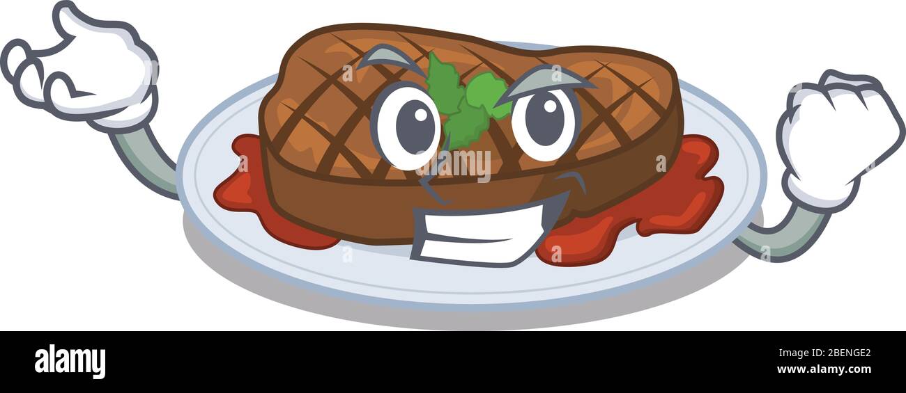 A dazzling grilled steak mascot design concept with happy face Stock ...