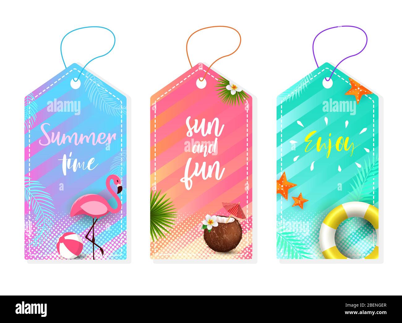 Summer set of sale and gift labels, tags with fun elements, hand drawn ...