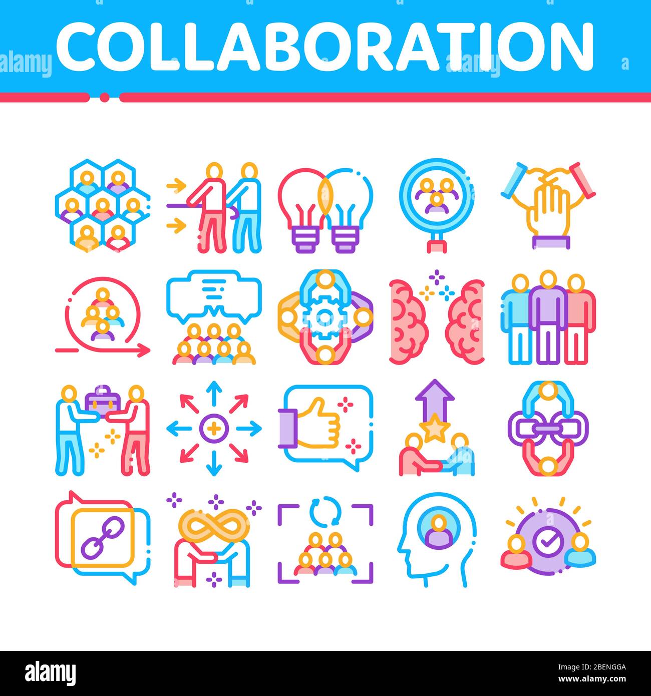 Collaboration Work Collection Icons Set Vector Stock Vector Image & Art ...