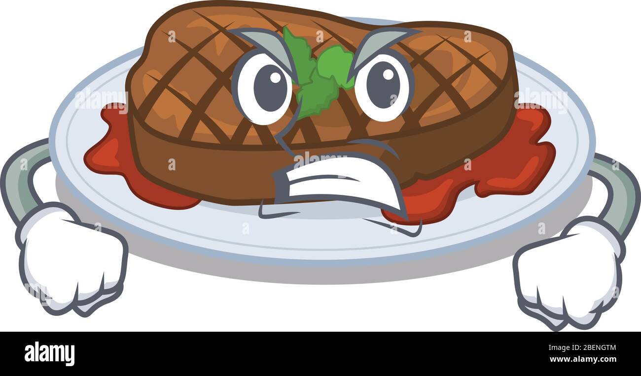 Mascot design concept of grilled steak with angry face Stock Vector ...