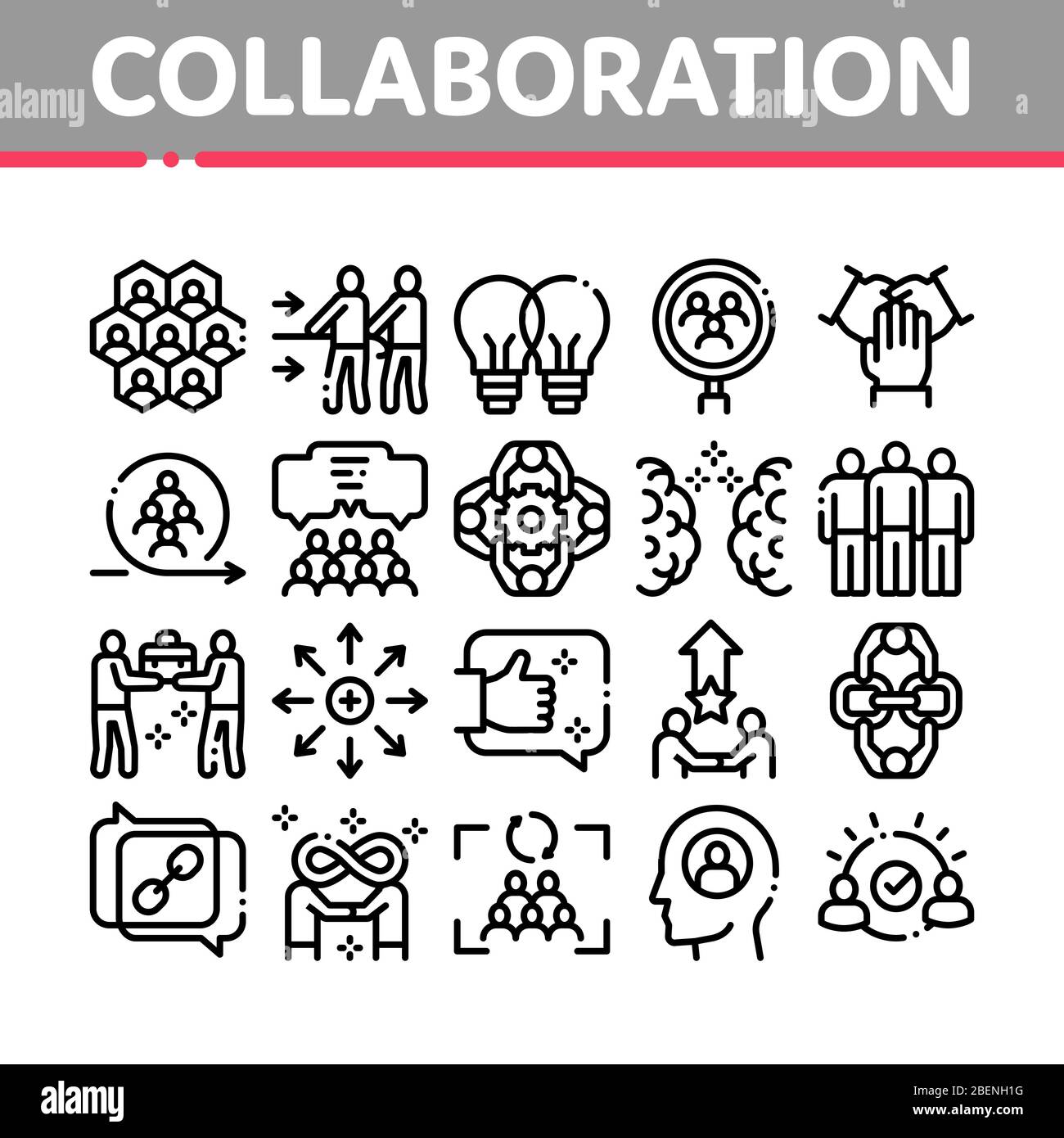 Collaboration Work Collection Icons Set Vector Stock Vector Image & Art ...