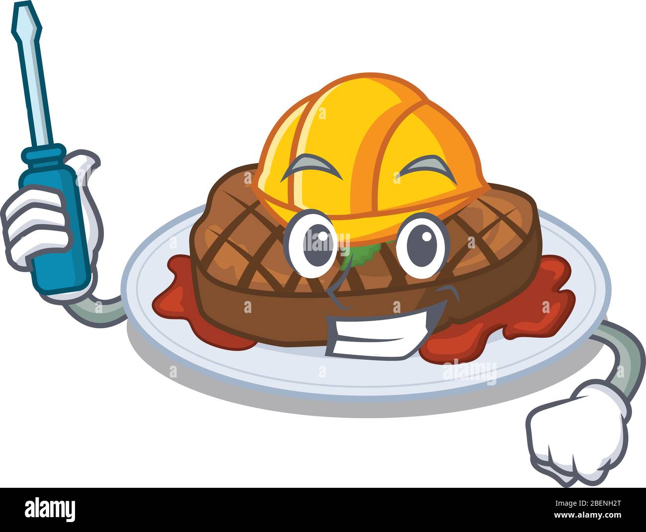 cartoon character of grilled steak worked as an automotive Stock Vector ...