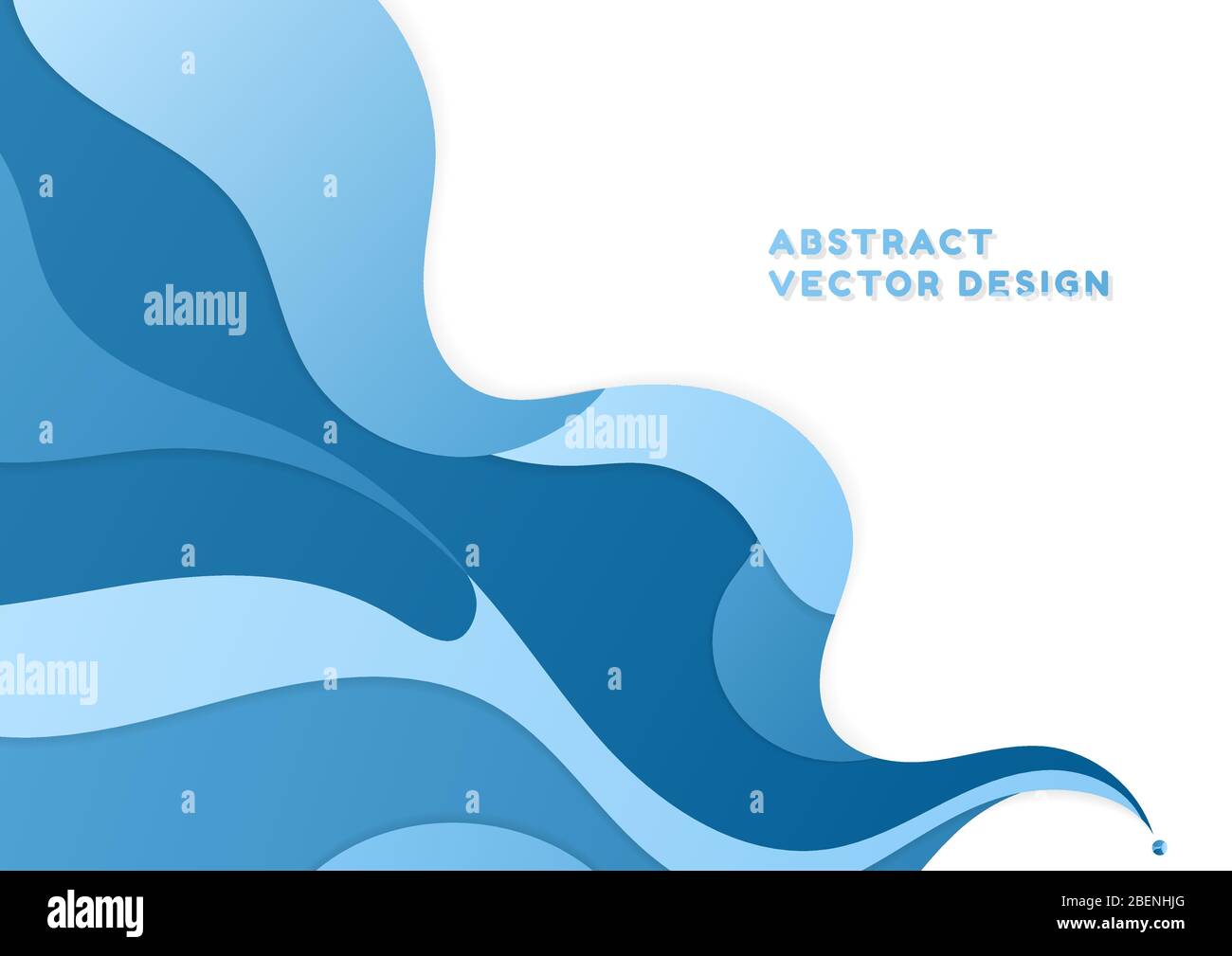 Fluid water wave flow layer paper cut design cyan pastel color. vector ...