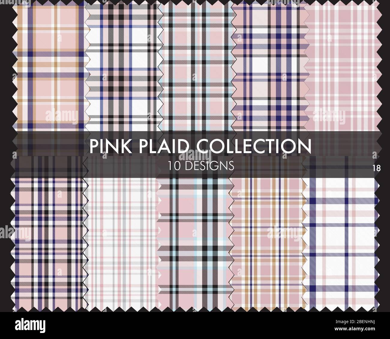 Pink Plaid, tartan seamless pattern collection includes 10 designs ...
