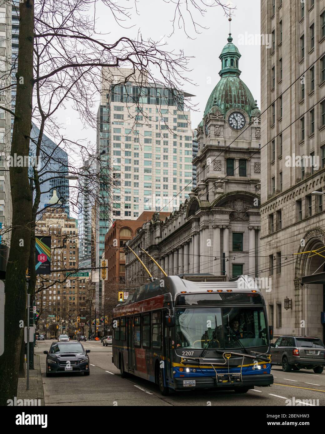 VANCOUVER, CANADA - FEBRUARY 2, 2020: public transit translink bus on a ...