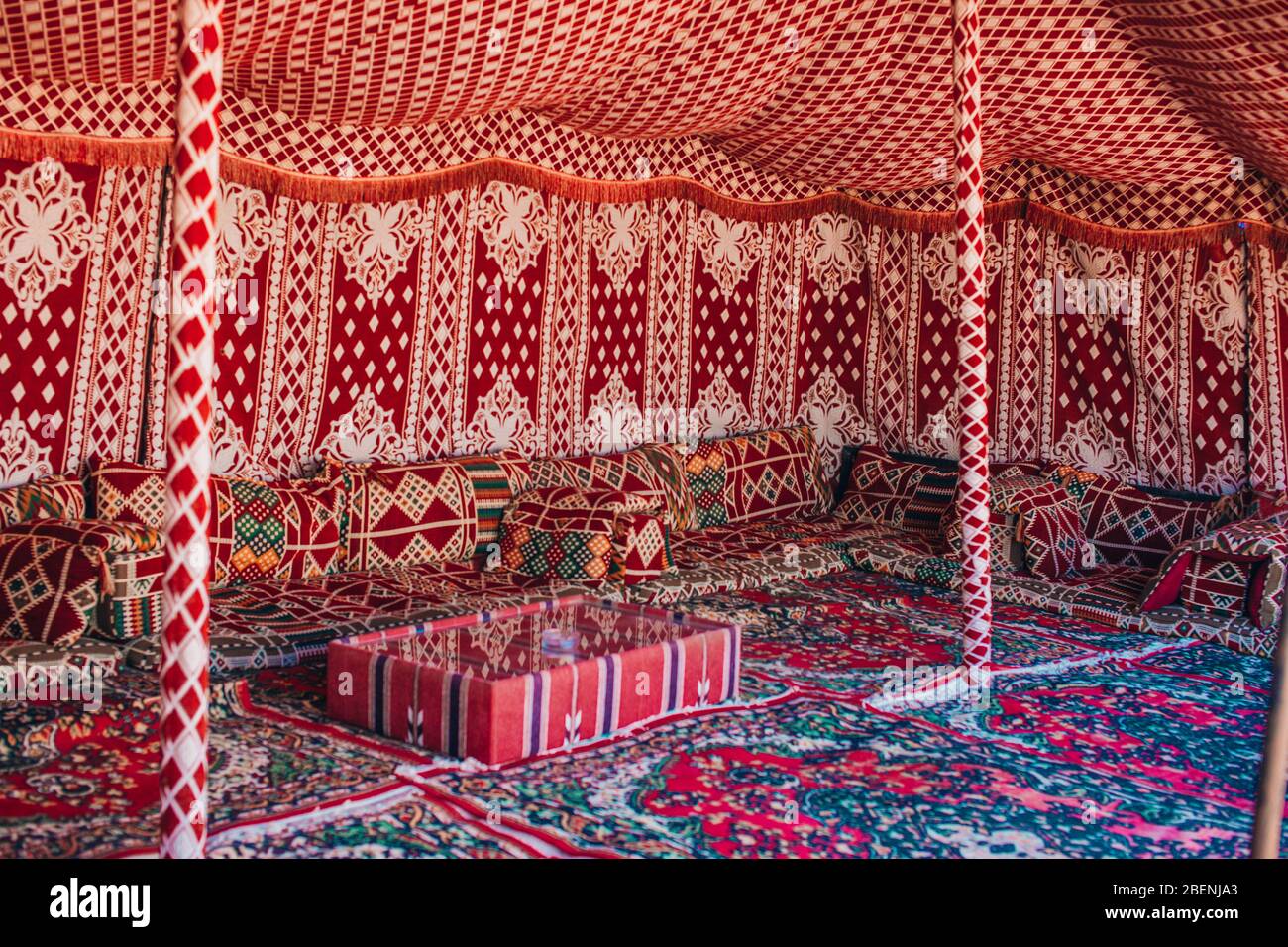 Traditional Arabian tent, furnished in the typical style Stock Photo ...